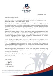 Platinum Health letter to members - Platinum Health